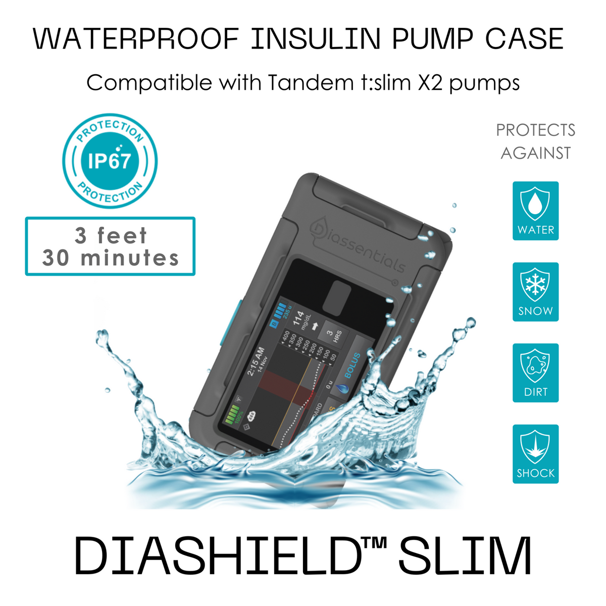 DiaShield - Slim: Waterproof Insulin Pump Case for Tandem T:Slim X2 by ...