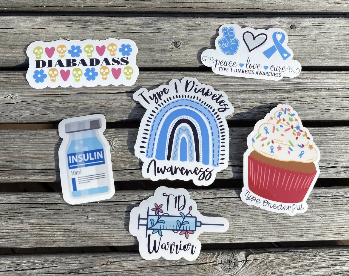 Type Onederful Diabetes Awareness Sticker Pack| 6 Piece T1D Sticker Se ...
