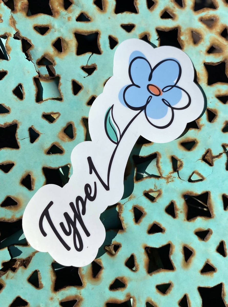 Type 1 Flower Sticker| T1D Awareness Sticker|Blue Type 1 Flower Sticke ...